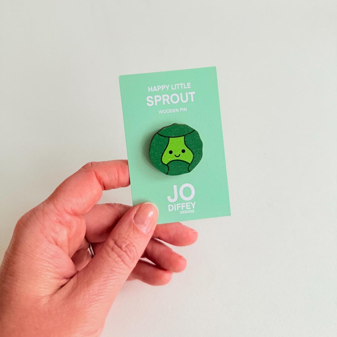 Happy Little Sprout Wooden Pin Badge - Etsy
