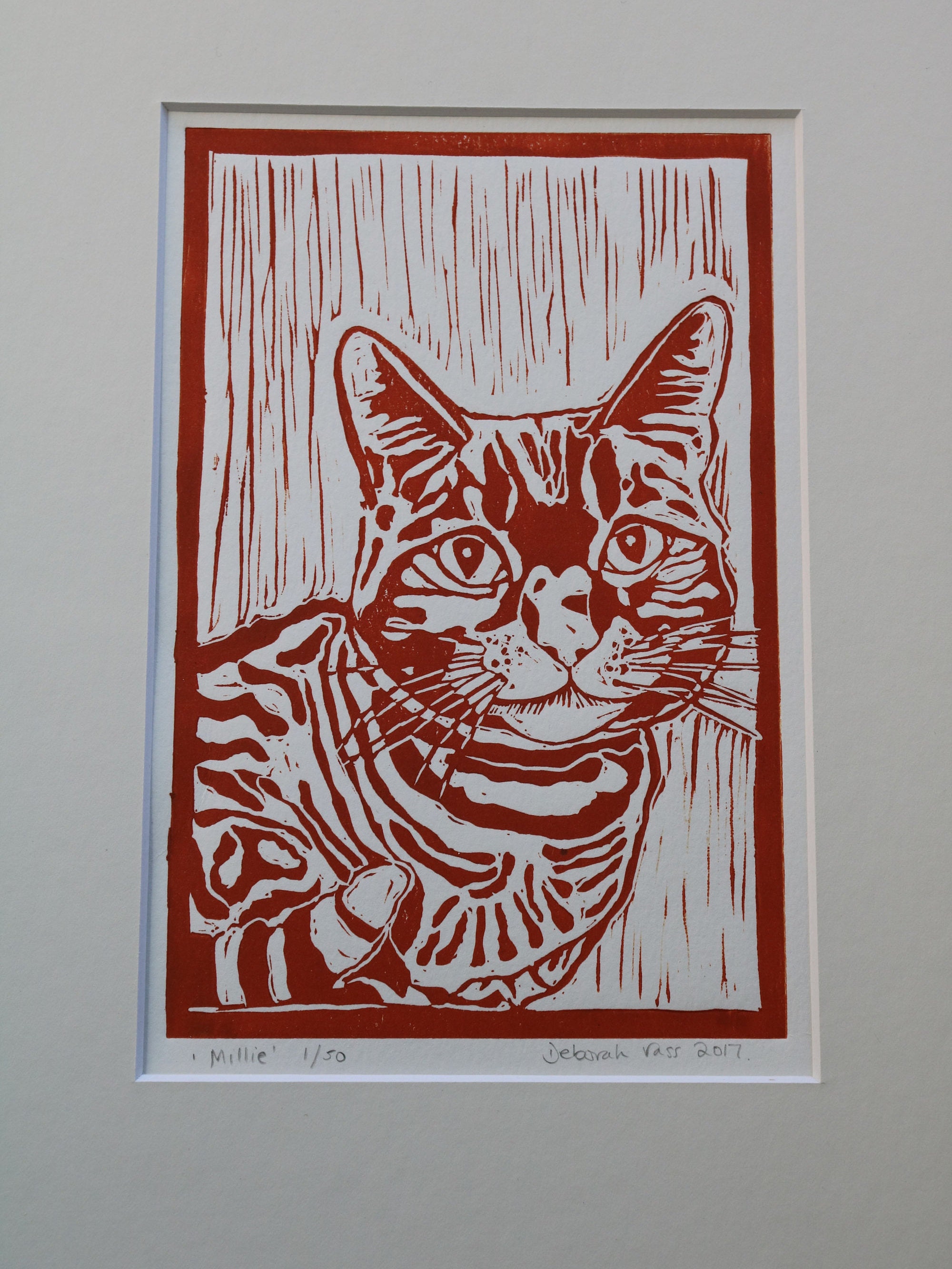 Millie Cat Original Linocut Print | Etsy