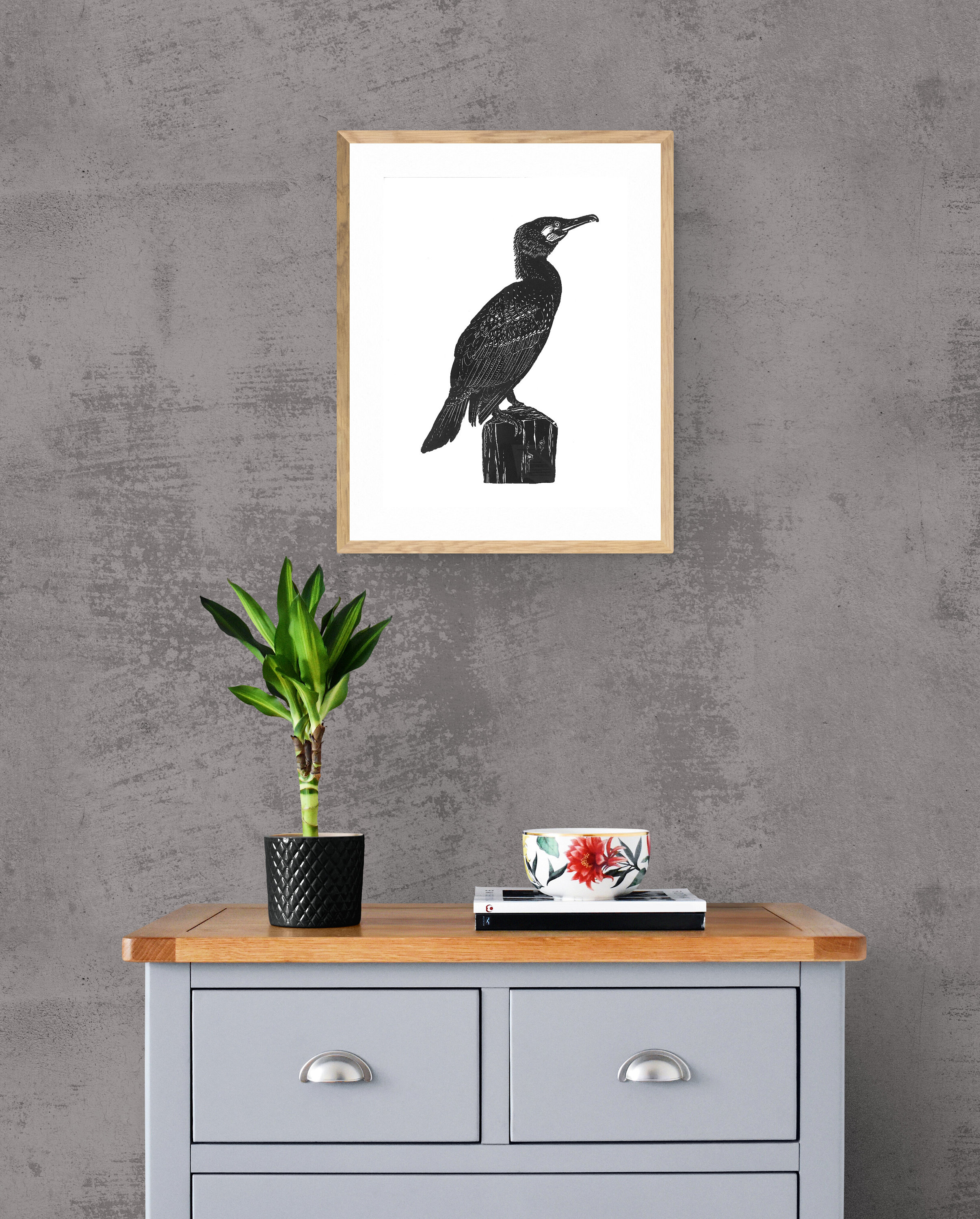 Cormorant Original Linoprint - Etsy UK