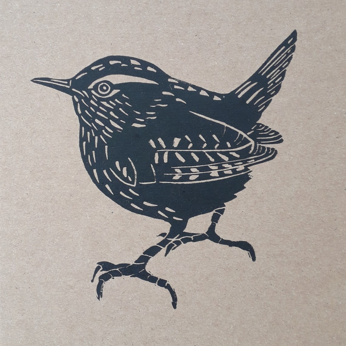 Wren Hand Printed Card - Etsy UK