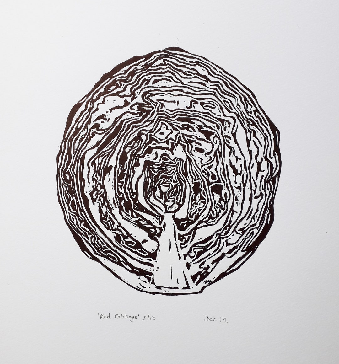 Red Cabbage Original Linoprint - Etsy