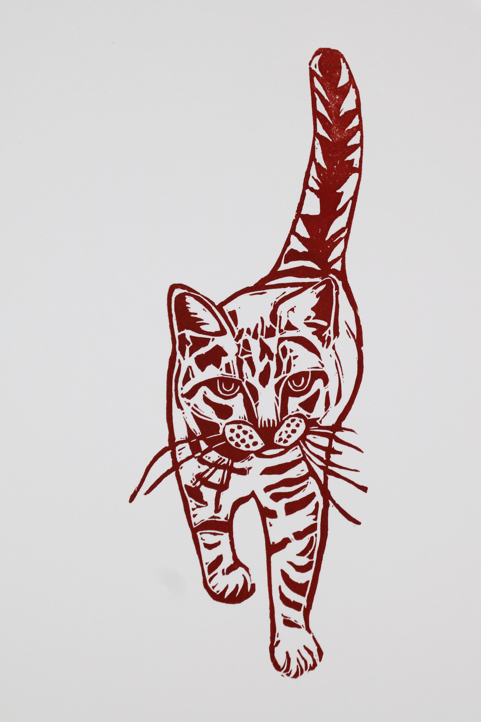 Fishy Cat Strut Original Linocut Print - Etsy