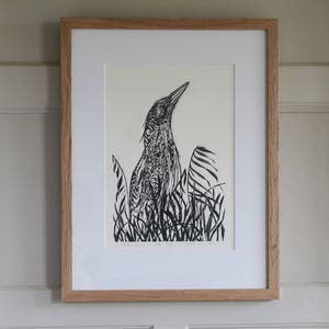 Bittern in the Reeds Original Linocut Print - Etsy UK