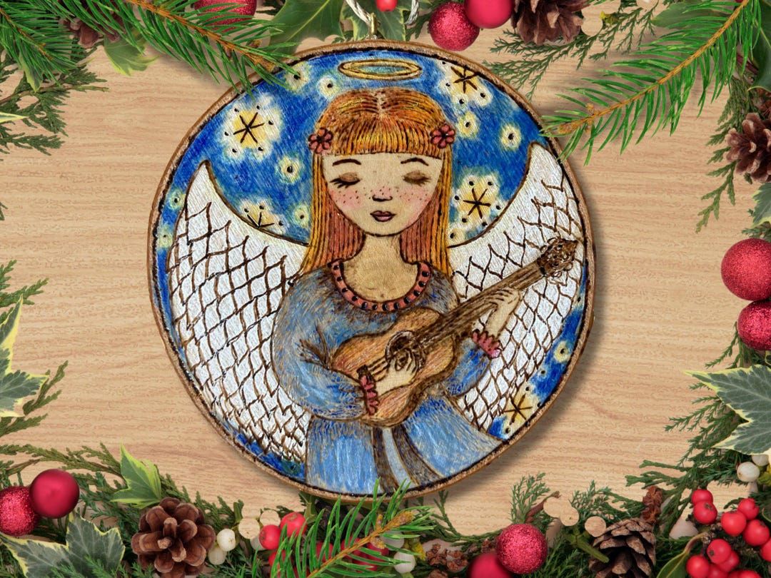 Personalized Angel Playing Guitar or Ukulele Ornament for Musician - Etsy