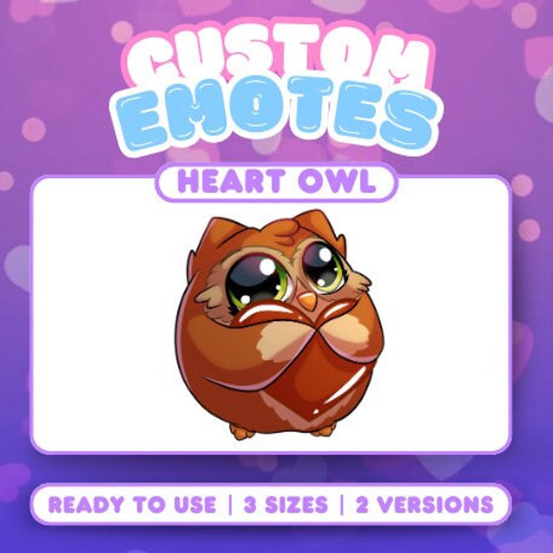 Heart Owl Emote | Owl Emote, Twitch, Discord, Youtube, Streamer ...