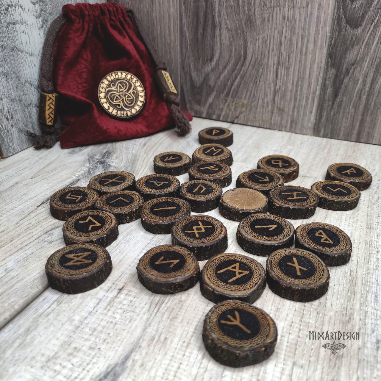 Elder Futhark Runes, Oak Wood Rune Set, Scandinavian Rune Kit - Etsy