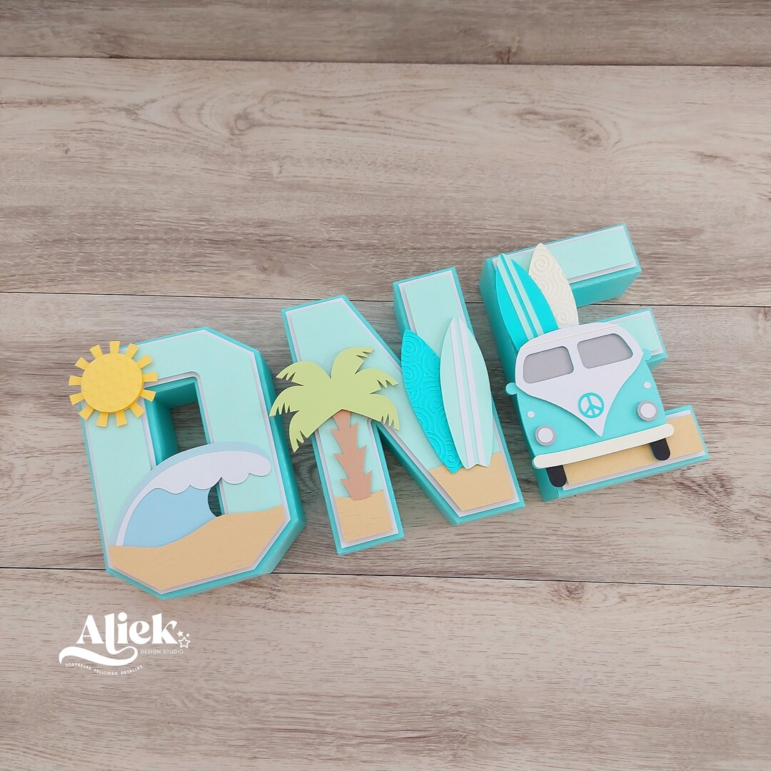 Surf 3D Letters, Surf Birthday, Surf Decoration, Surf Birthday Supplies ...