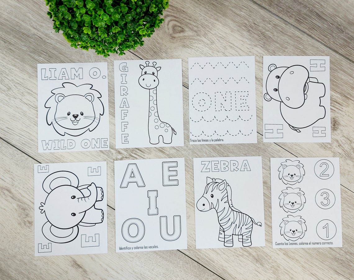 Wild Animals Coloring Book Wild One Party Decor Wild One | Etsy