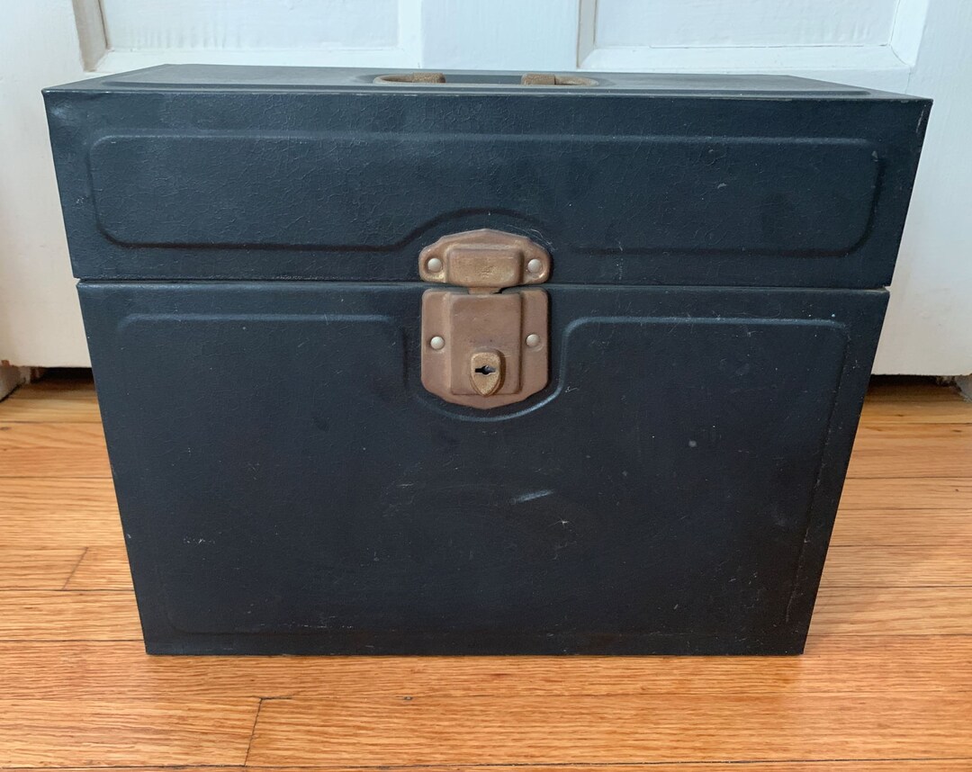 Vintage Black Metal File Box With Key M - Etsy