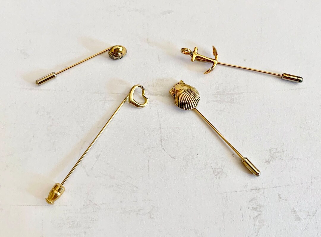Vintage Stick Pins Nautical Anchor Shell - Etsy