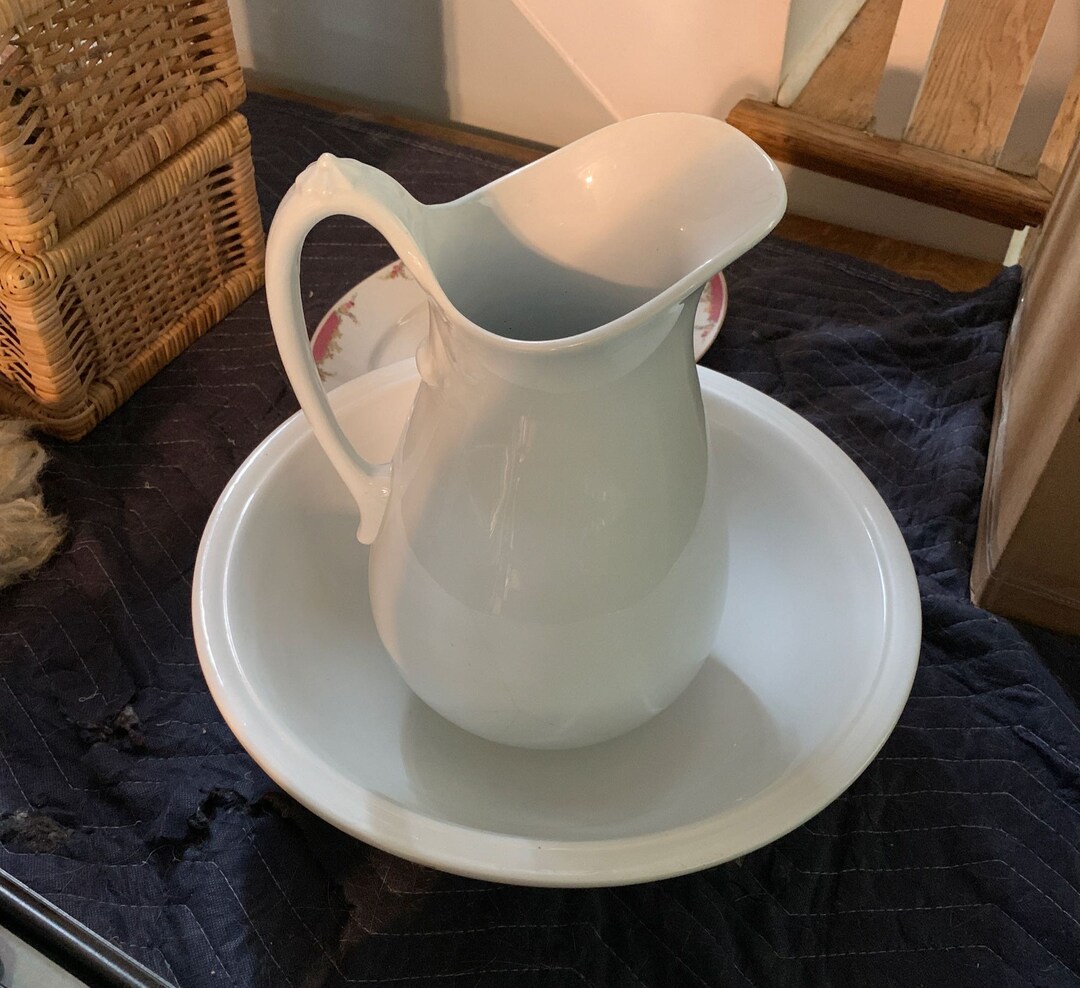 White Pitcher & Washer Basin Chamber Pot Royal Ironstone China - Etsy