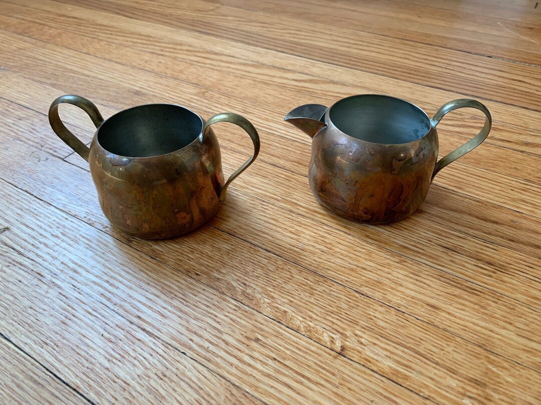 Rustic Copper Creamer and Sugar Bowl. Copper Plated - Etsy