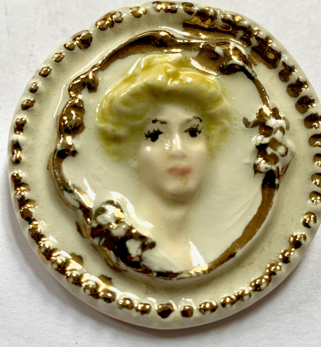 Victorian Lady Brooch Pin Ceramic Coquette - Etsy