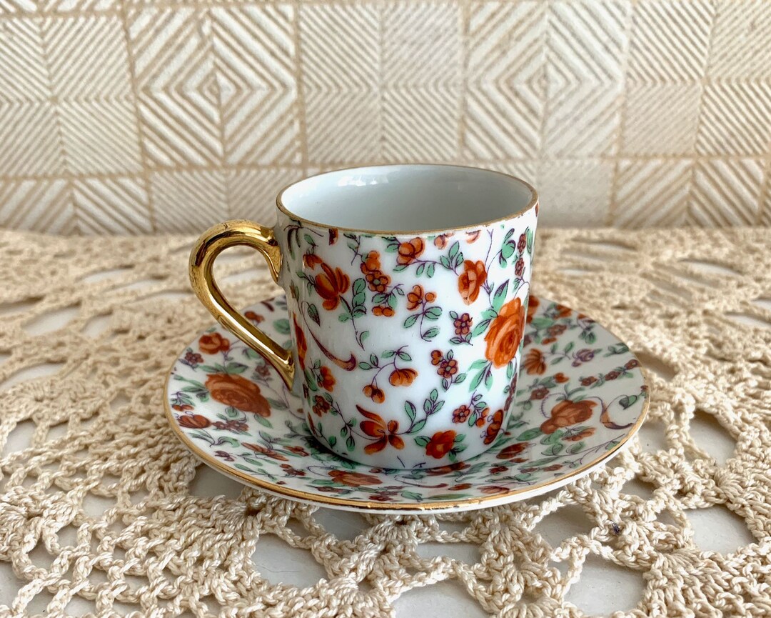 Inarco Japan Demitasse Cup and Saucer Red Chintz Pattern (M) - Etsy