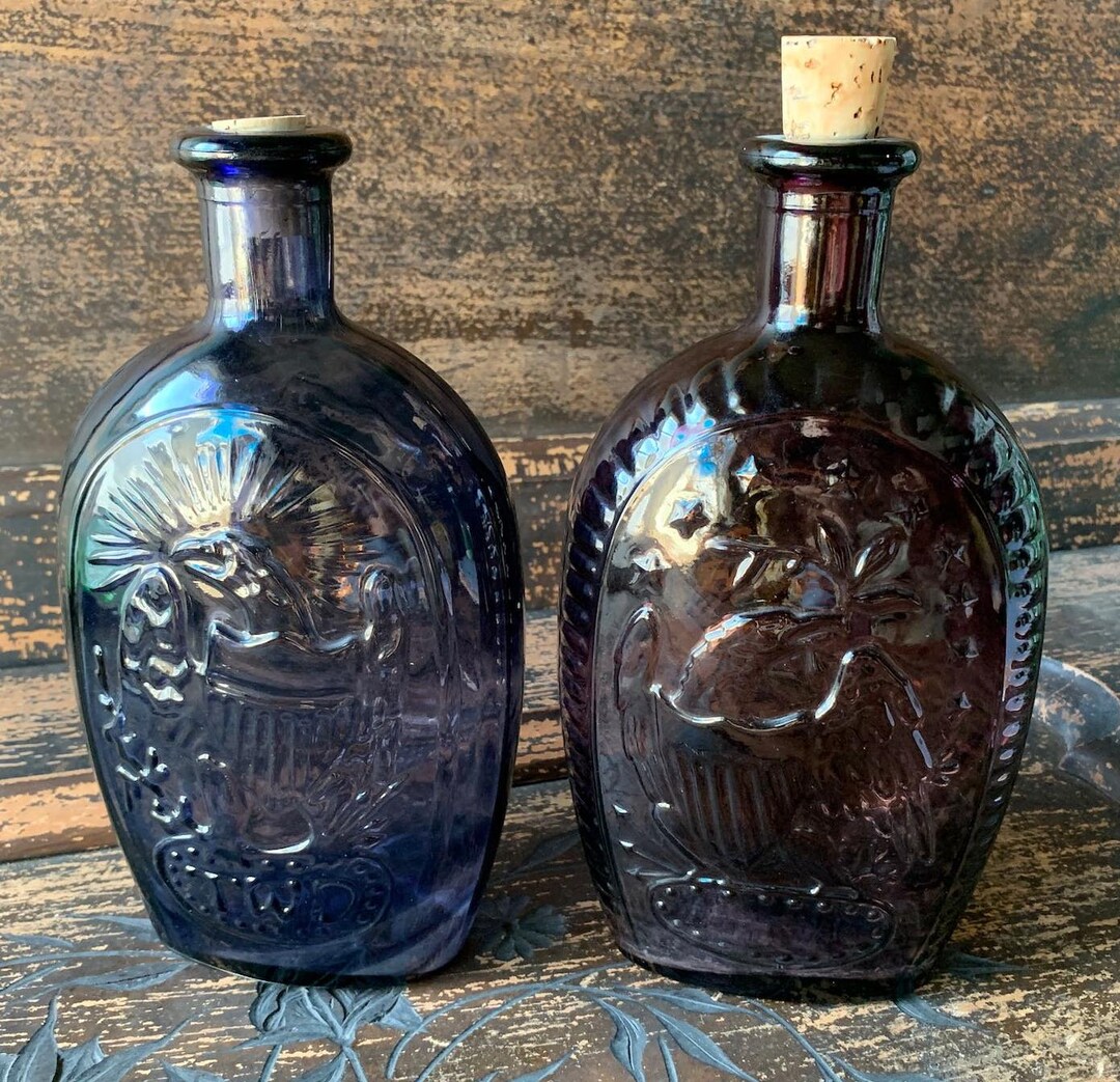 Purple Bottle Decanter Vintage Bottle Set of 2 (M) - Etsy