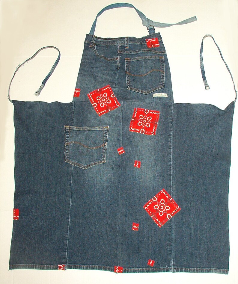 Upcycled Denim Jeans Pocket Apron Adjustable Cotton - Etsy