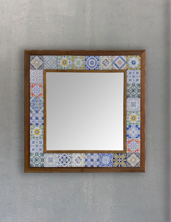 Ceramic Collage Wall Mirror Ceramic Tile Mirror Bathroom | Etsy