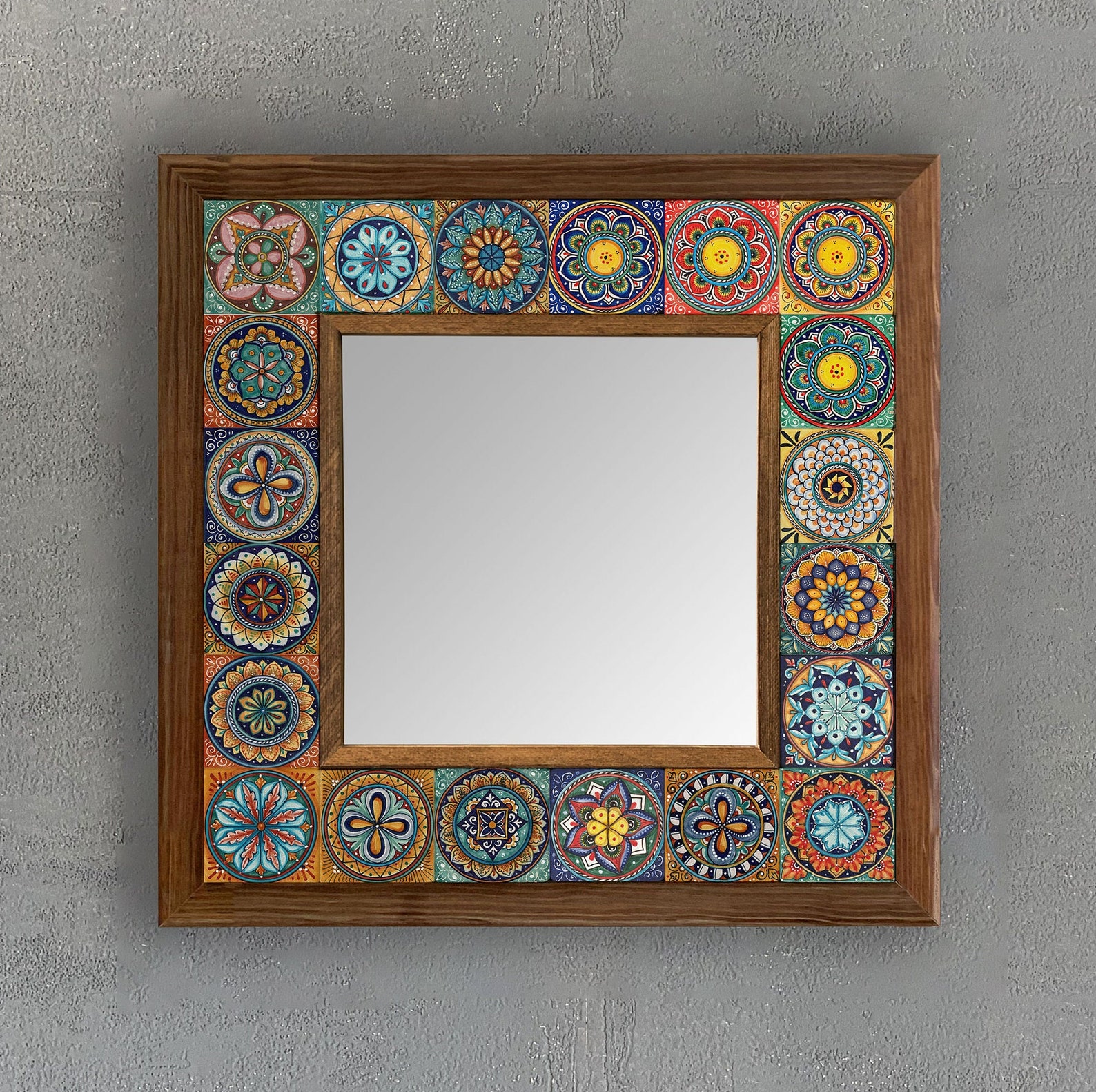 Decorative Ceramic Wall Mirror, Handmade Wall Hanging Mirror ...