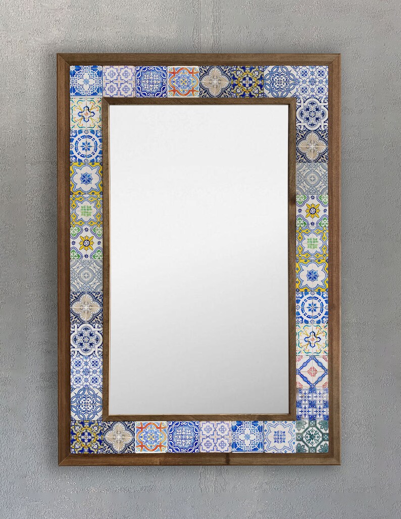 Ceramic Collage Wall Mirror Ceramic Tile Mirror Bathroom - Etsy