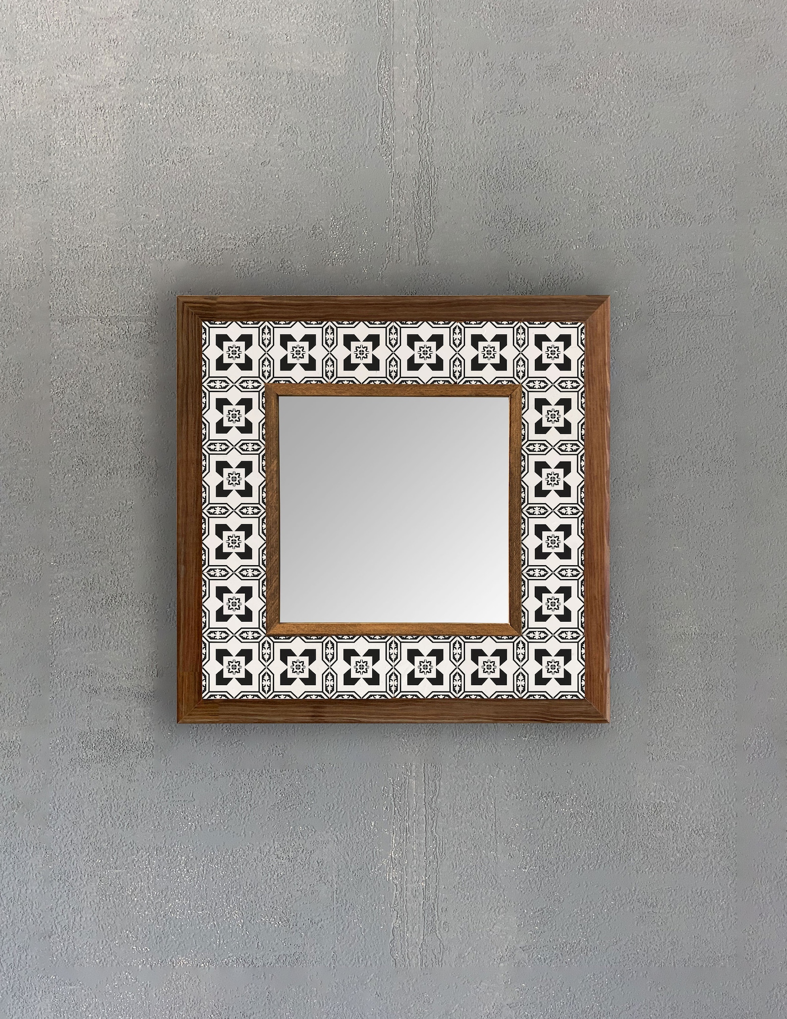 Patterned Natural Stone Wooden Frame Mirror Natural Mosaic - Etsy