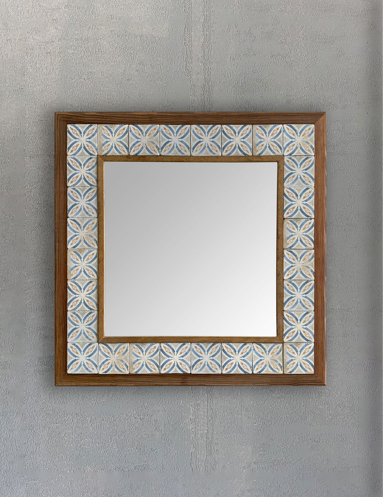 Travertine Wooden Tile, Tile and Wood Mirror, Mosaic Tile Mirror ...