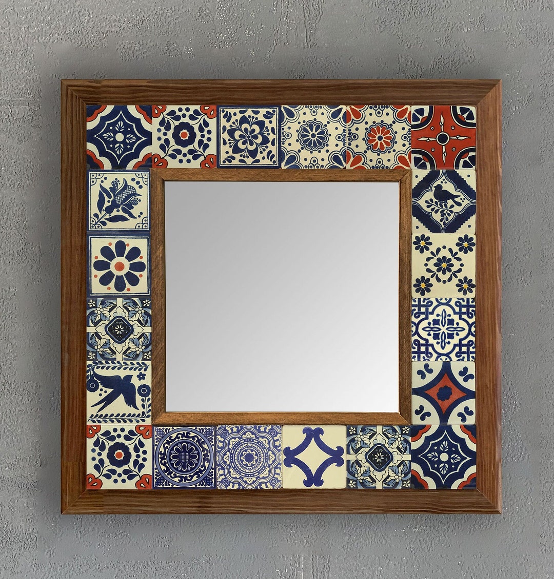 Mosaic Handmade Decorative Wall Hanging, Ceramic Tile Mirror, Ceramic ...