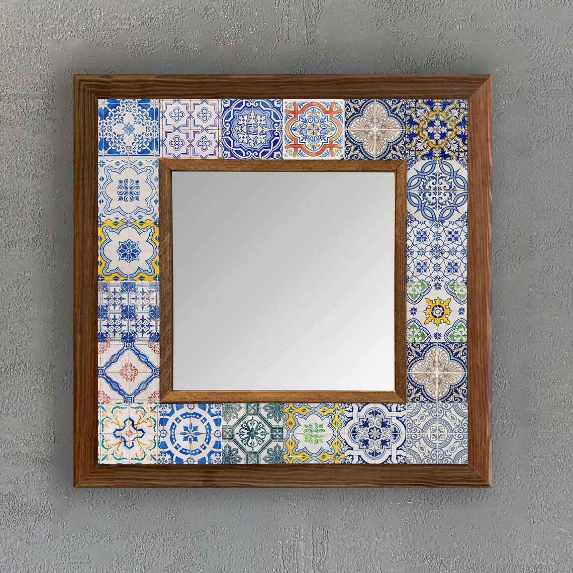 Ceramic Collage Wall Mirror Ceramic Tile Mirror Bathroom | Etsy