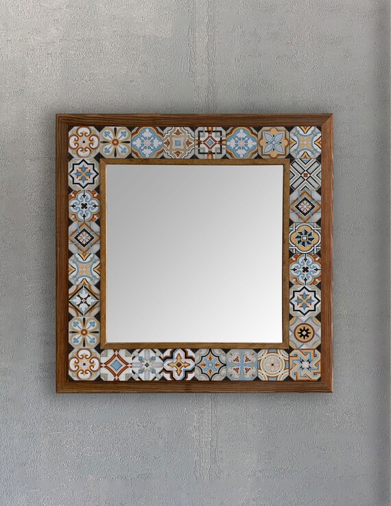 Unique Wooden Stone Mirror Design Decorative Wall Hanging | Etsy