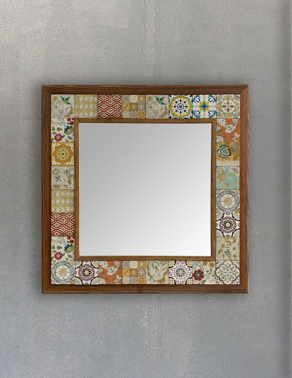 Mosaic Tile Wooden Frame Decorative Wall Hanging Ceramic | Etsy