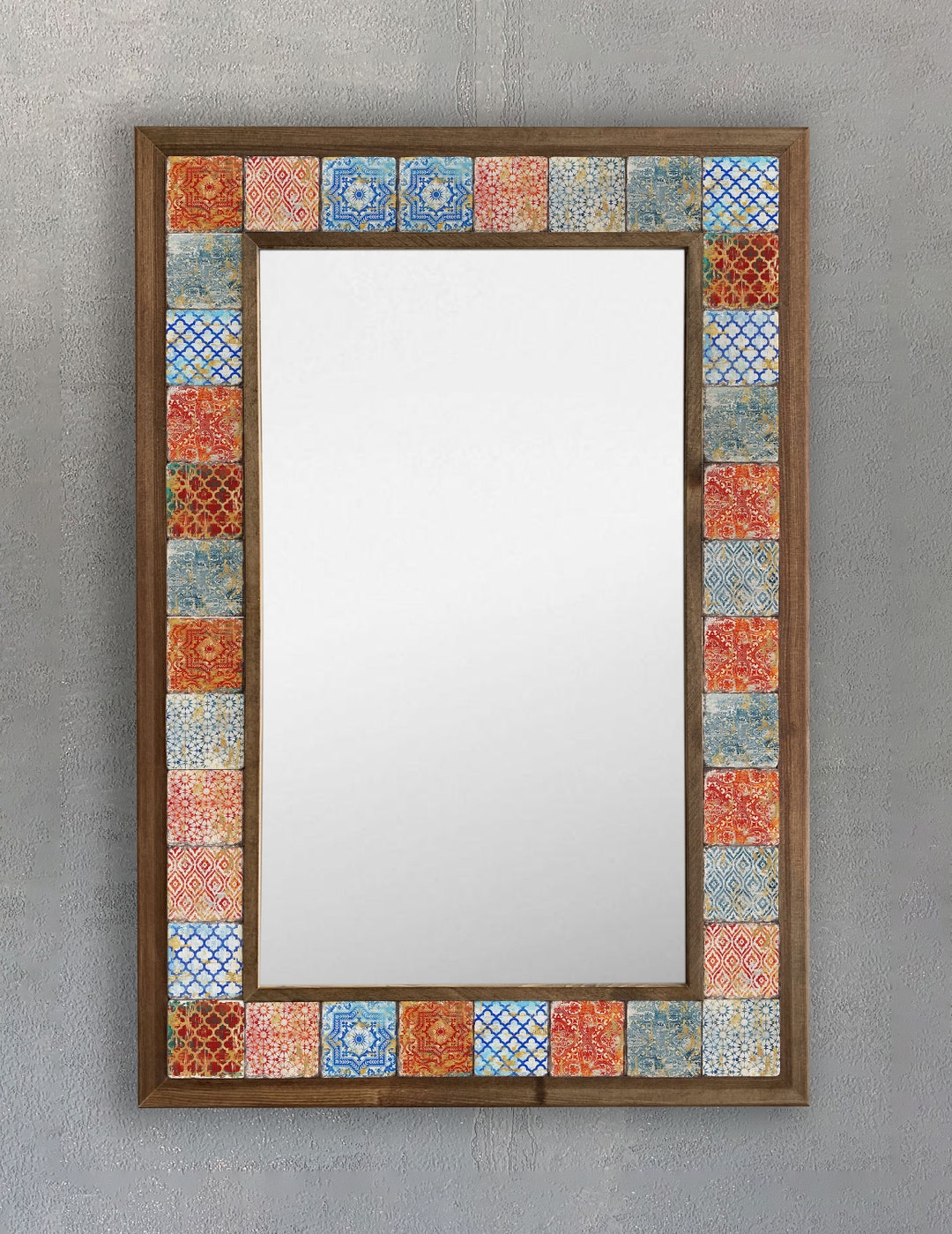 Mirror, Tile Mirror, Ceramic Mirror, Art Deco Wall Mirror, Decorative ...