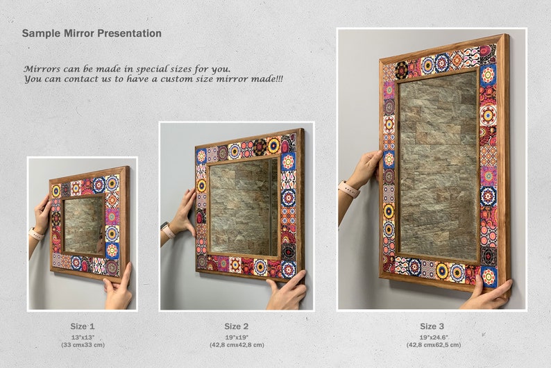 Wooden Frame Natural Stone Mirror Wedding Gift Housewarming - Etsy