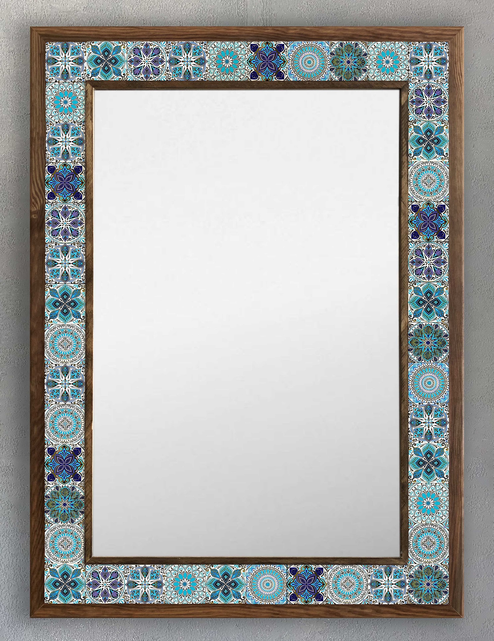 Handmade Ceramic Wall Mirror Wooden Frame Wooden Stone | Etsy