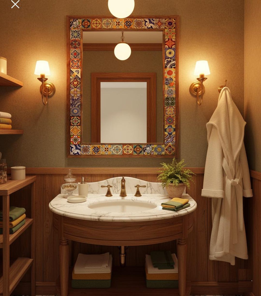 Handmade Travertine Tile Mirror: Rustic Stone Frame, Ethnic Decor - Etsy