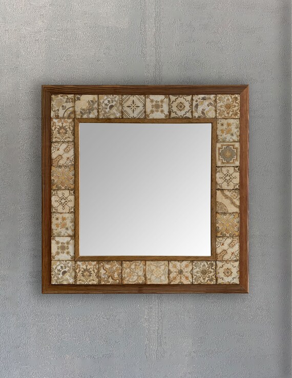 Wooden Frame Natural Stone Mirror Wedding Gift Housewarming - Etsy