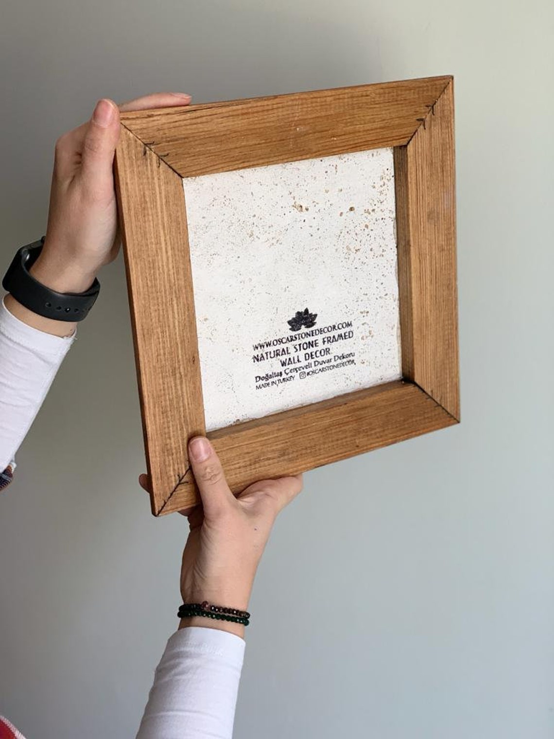 Wooden Frame Stonewall Decorative Tile Floral Ceramic Wall | Etsy