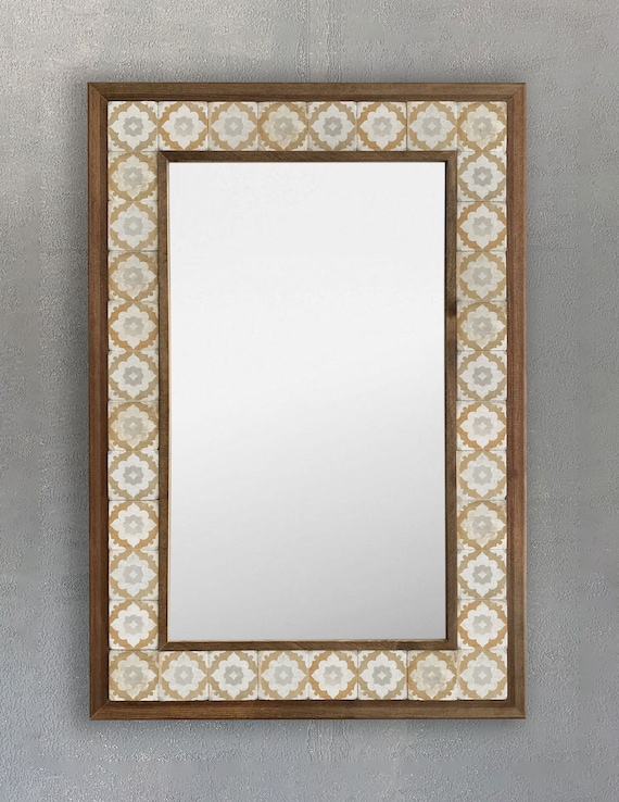 Mirror Wall Decor Natural Stone Design Tile Mirror | Etsy