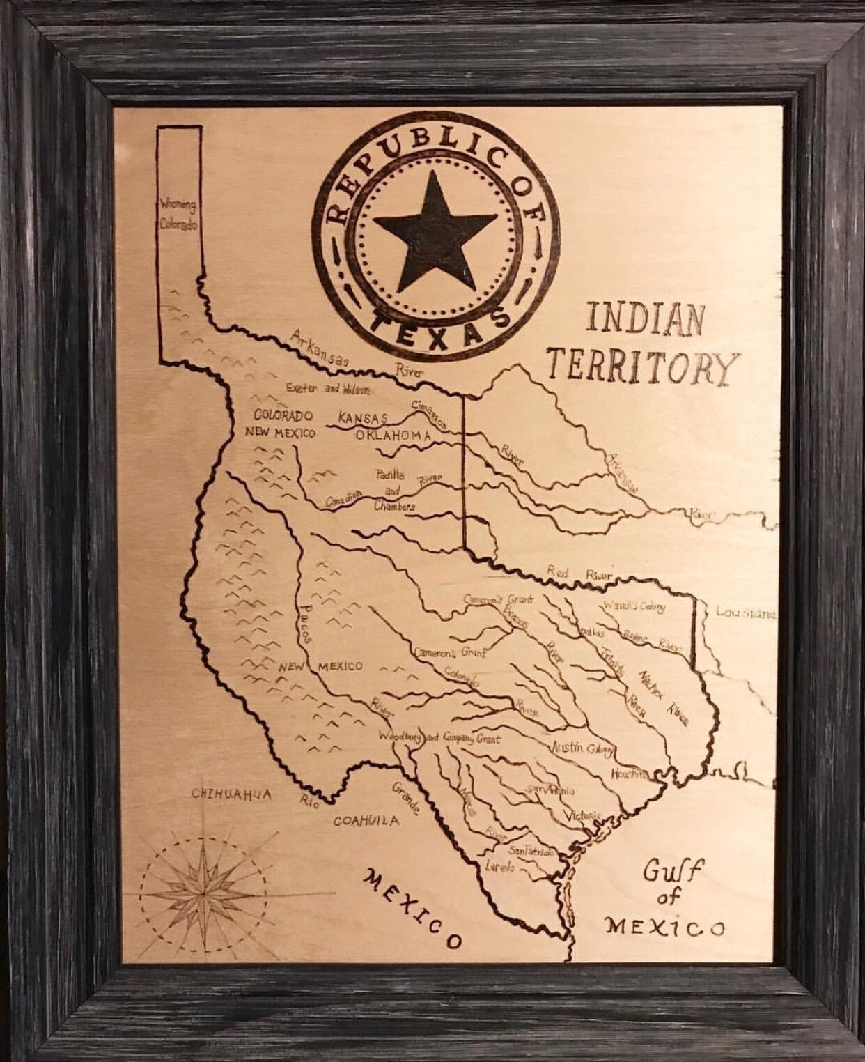 Republic of Texas Map - Etsy