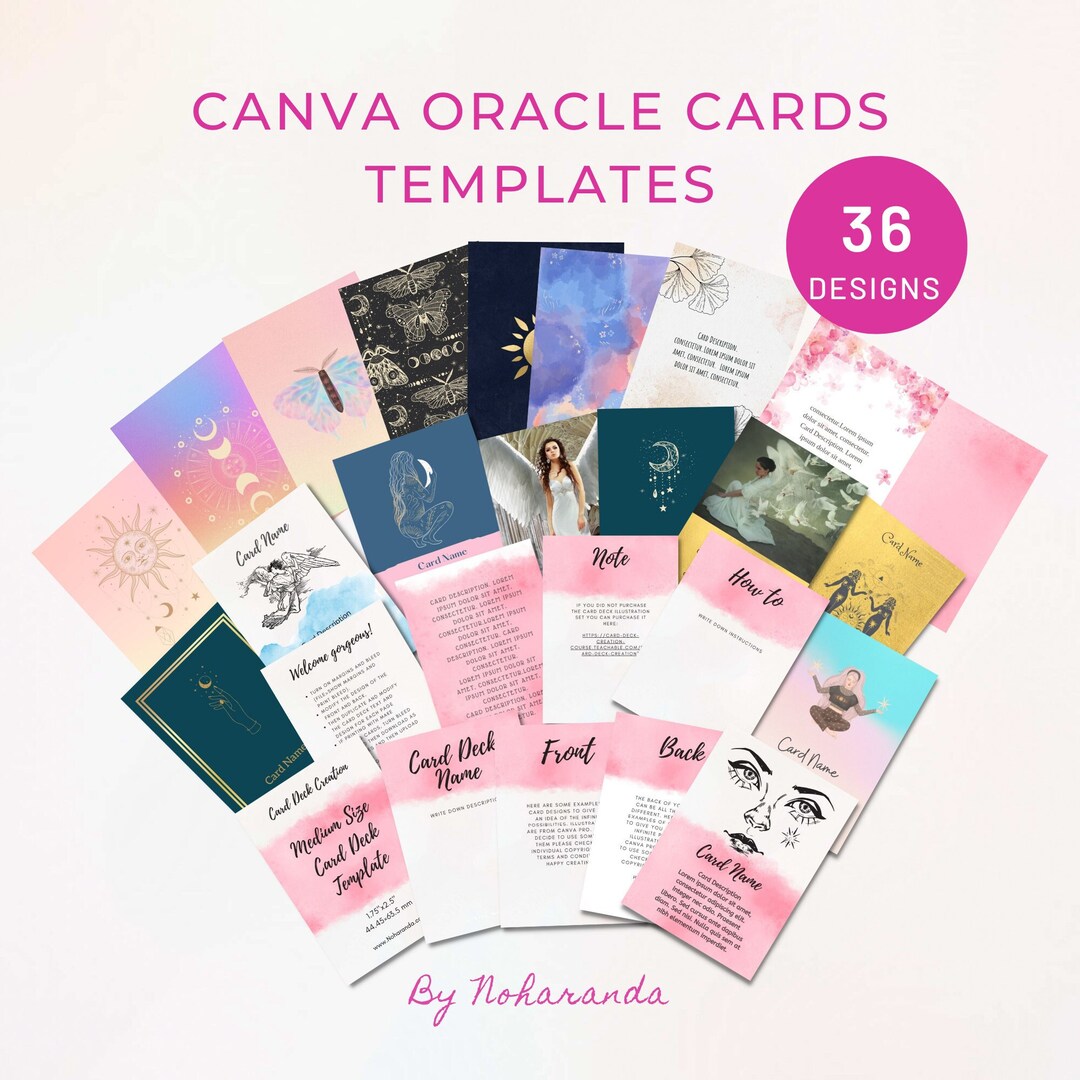 Oracle Card Deck | Editable 34 Cards in Canva in Two Sizes | A4 Size ...