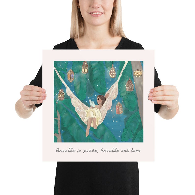 Breathe in peace breathe out love Poster meditation art | Etsy