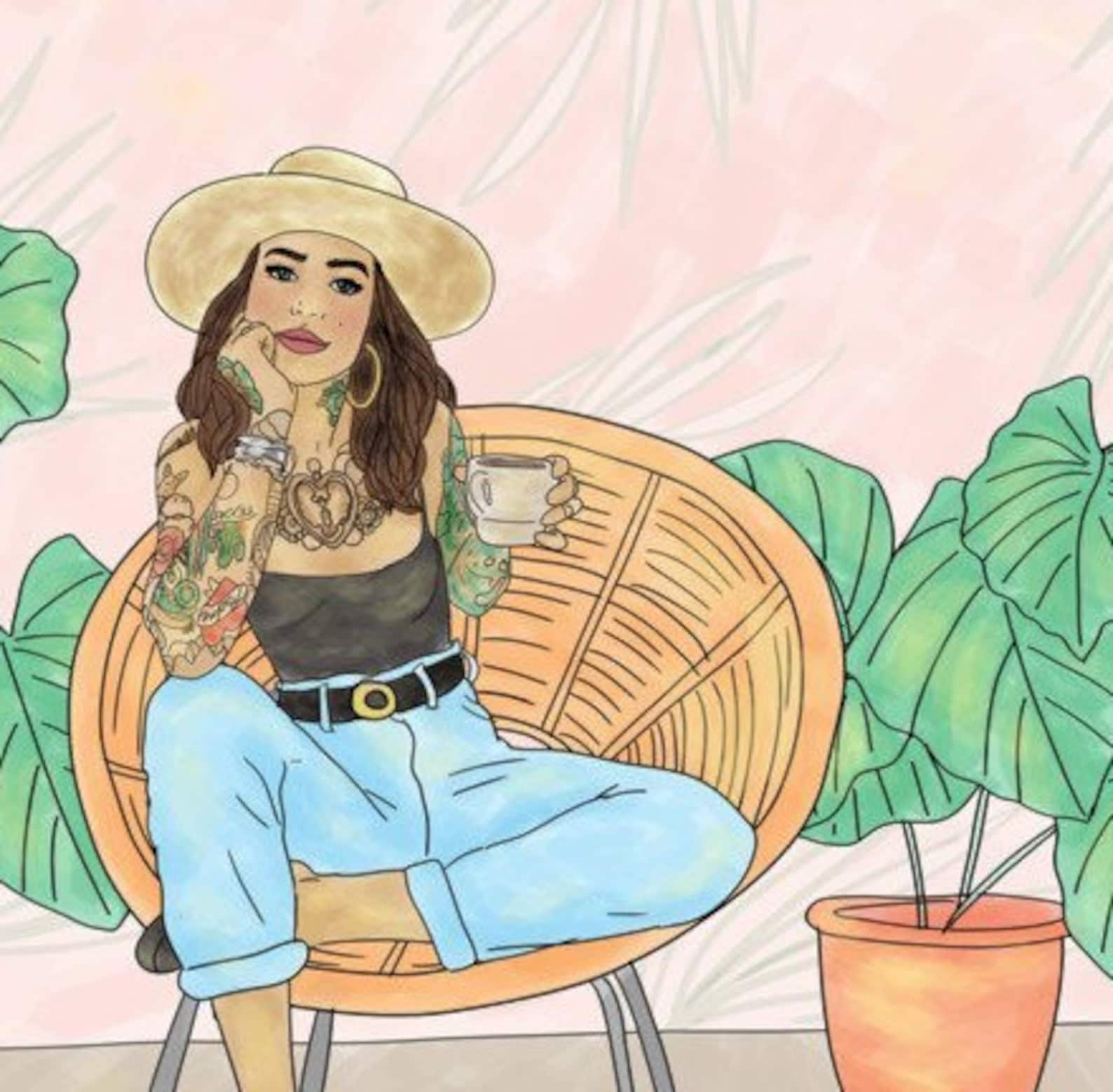 Plant Lady Feminist Poster Bohemian Decor Fashion Wall Art - Etsy UK