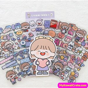 Kawaii Girl and Animal Friends Stickers 10 Sheets Set Cute - Etsy