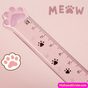 Kawaii Cat Paw Ruler Cute Ruler 15 Cm, Glittery Ruler, Cute School ...