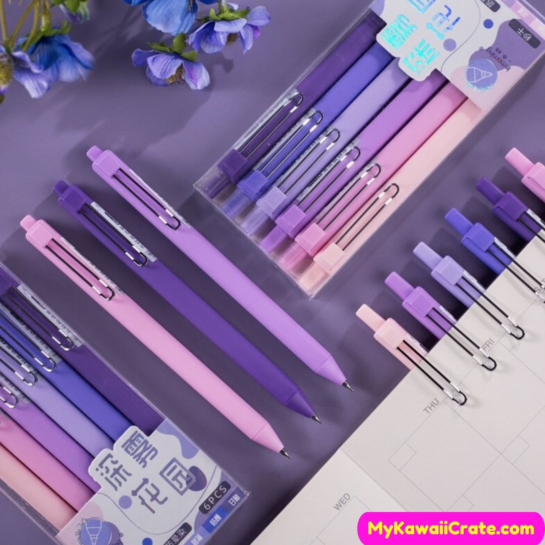 Sea Breeze Square Barrel Retractable Gel Pens 6 Pc Set Color ...