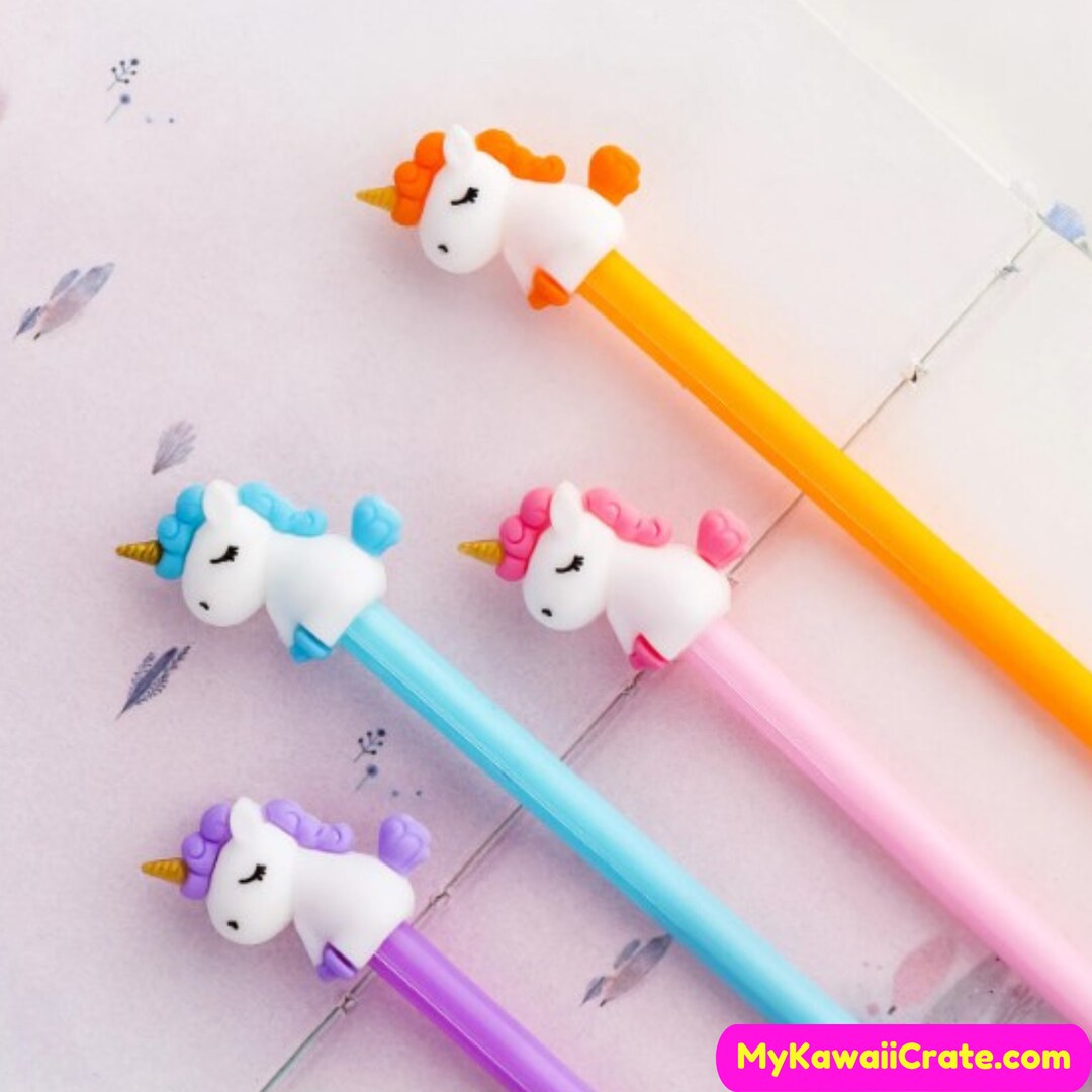 Kawaii Unicorn Gel Pens 4 Pc Set Cute Pens, Unicorn Lover Gift, School ...