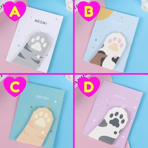 Cute Cat Paw Sticky Notes Kawaii Self Adhesive Memo Notes - Etsy