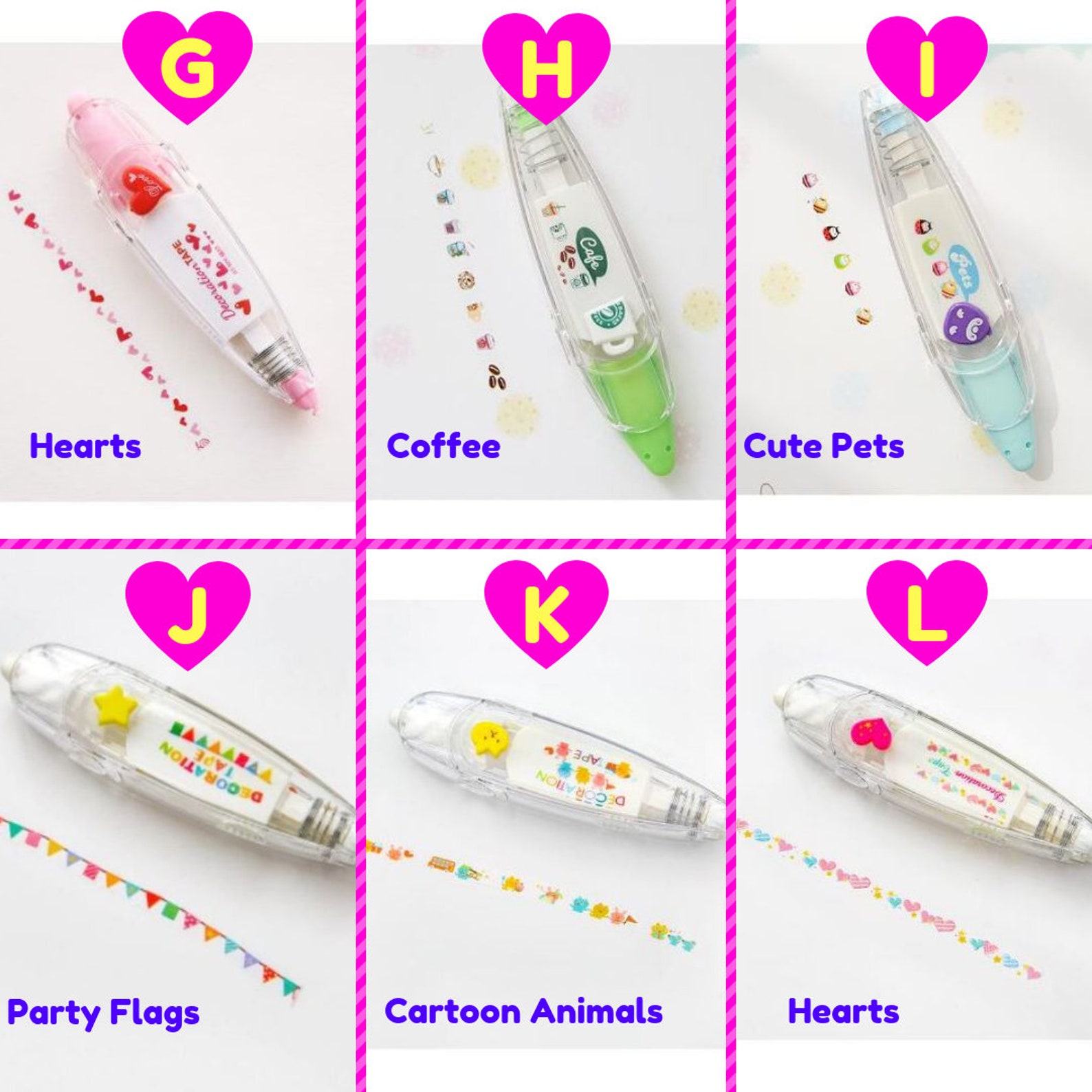 Kawaii Press Type Decorative Tape Cute Cartoon Designs Dog - Etsy UK