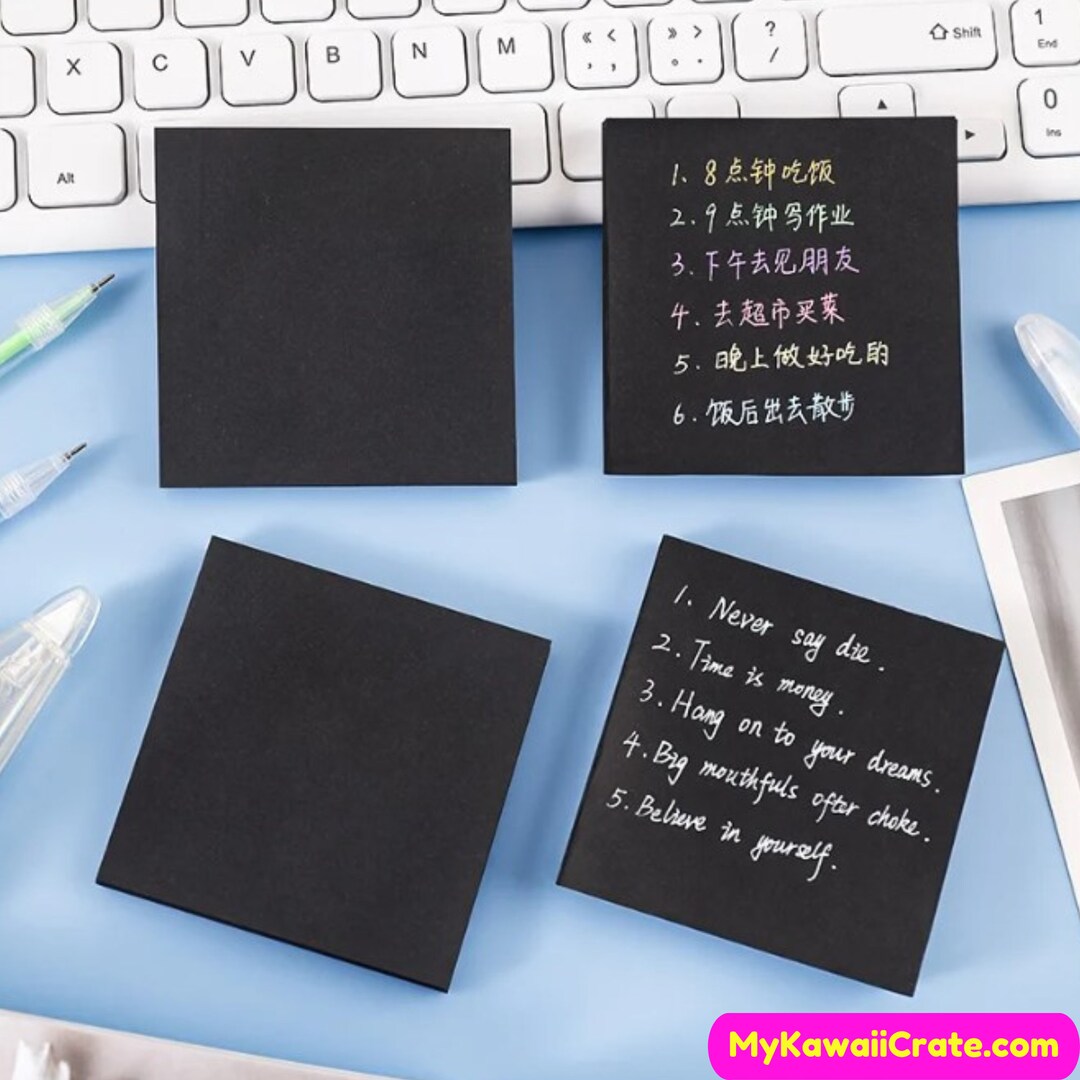 NEW All Black Sticky Notes 50 Sheets Block Black Memo, Sticky Notes, to ...