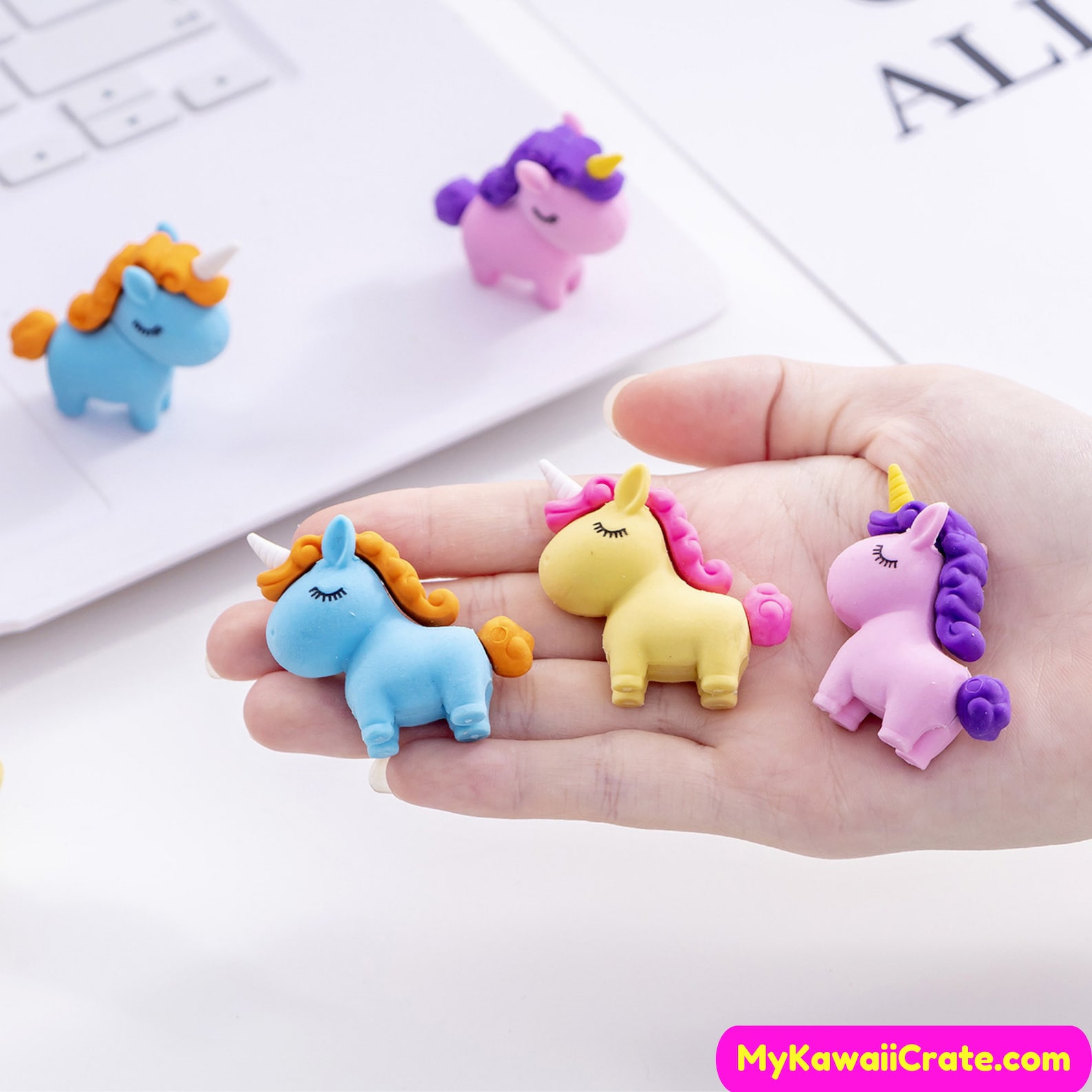 4 Pc Chubby Unicorn Pencil Erasers Cute Erasers Unicorn | Etsy