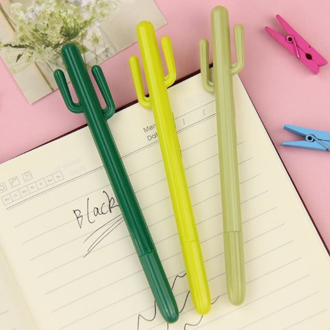 3 Pc Cute Cactus Gel Pens Cacti Pen Novelty Pens Kawaii | Etsy