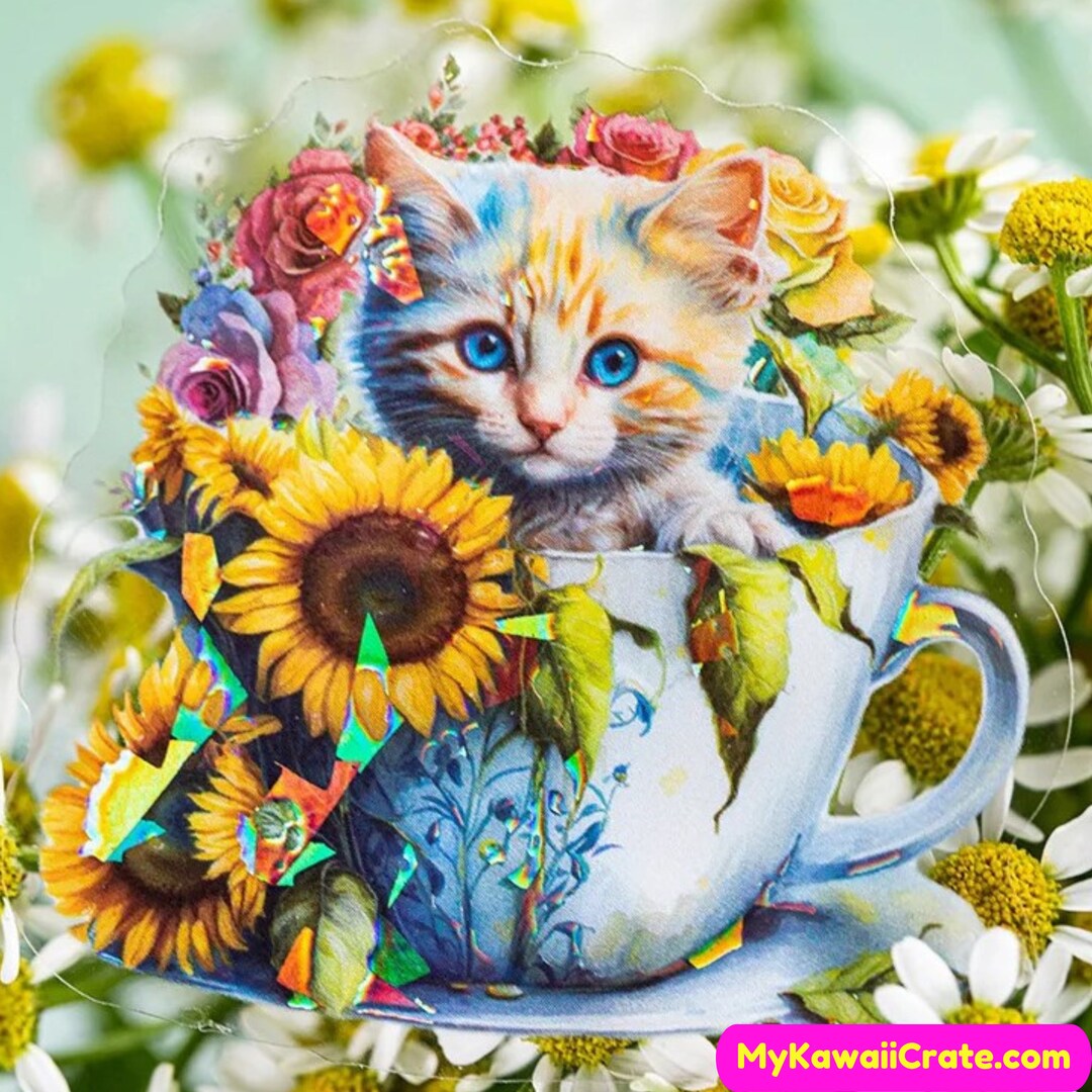 The Beauty of Cats Shell Shine Decorative Stickers Beautiful Cat ...